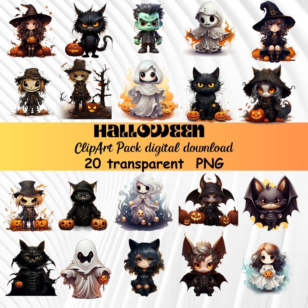 Halloween Clipart, PNG Instant Download - Etsy