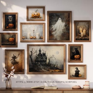 Spooky Halloween Wall Art Prints: Ghosts, Witches, Haunted Houses ...