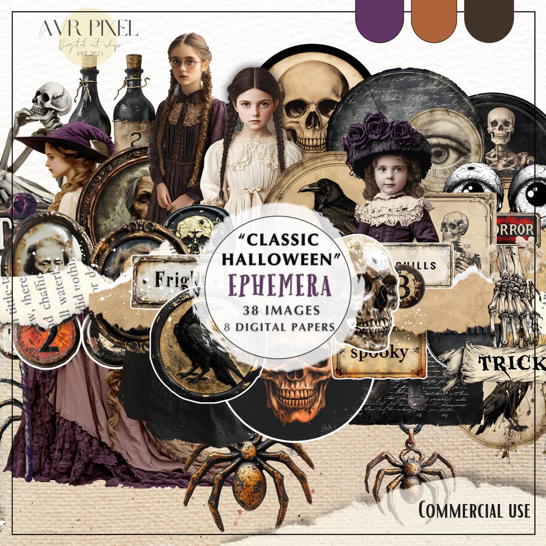 Classic Halloween Ephemera Printable Scrapbooking & Journal Supplies ...
