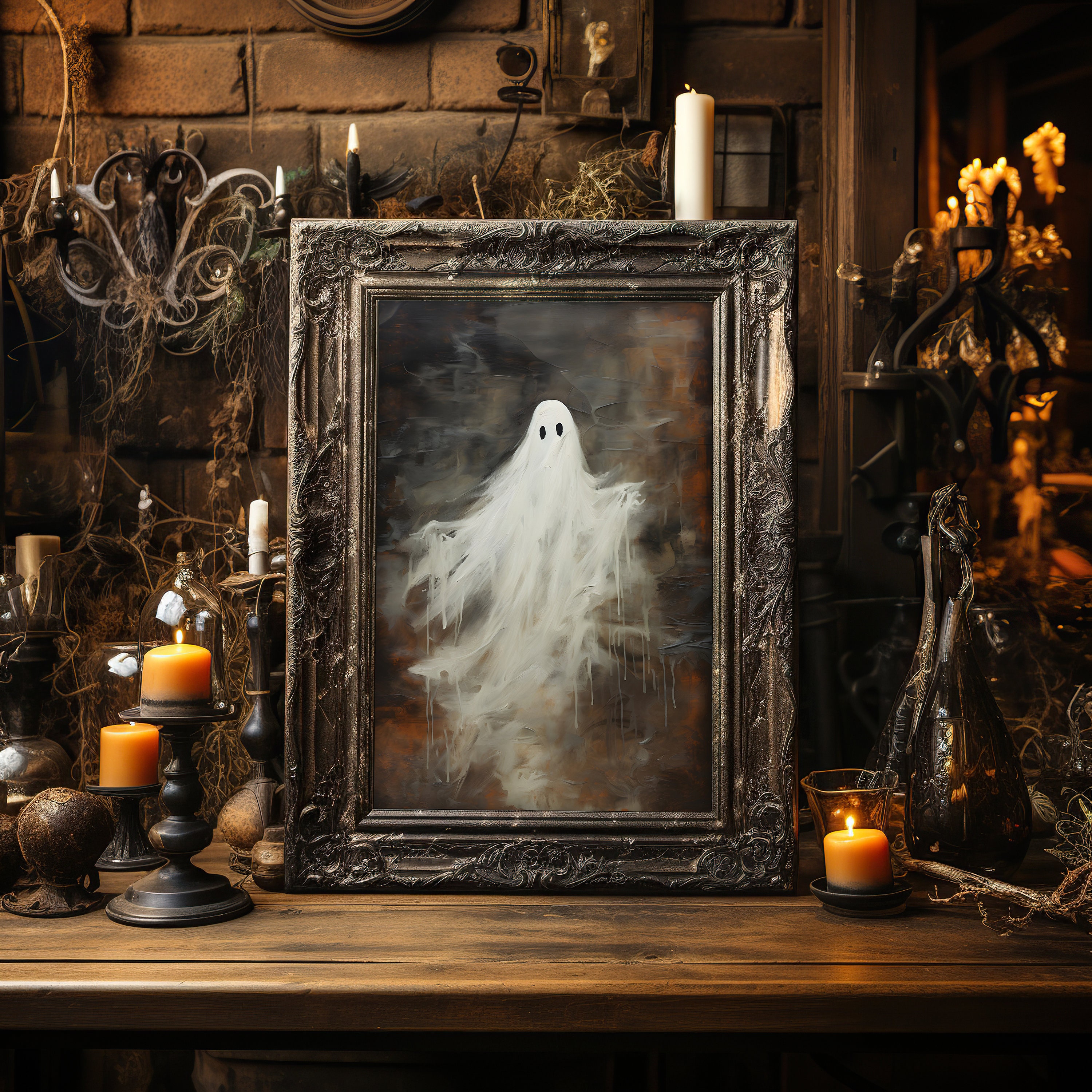 Printable Halloween Wall Art Spooky Whimsical Ghost Festive Decor ...
