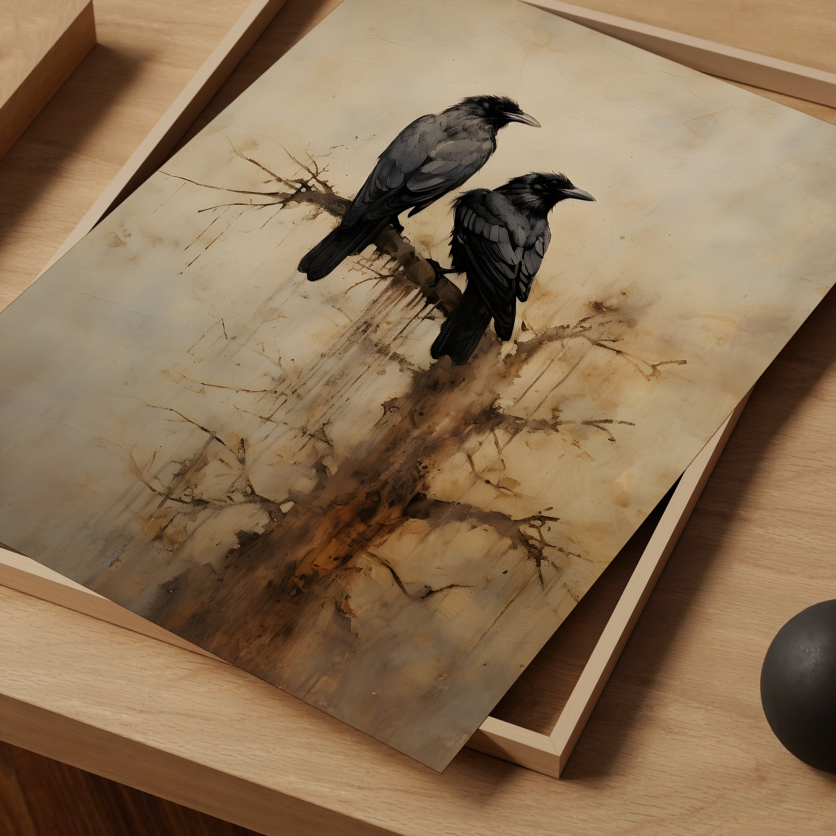 Printable Spooky Mystical Crow Art Prints - Halloween Festive Decor ...