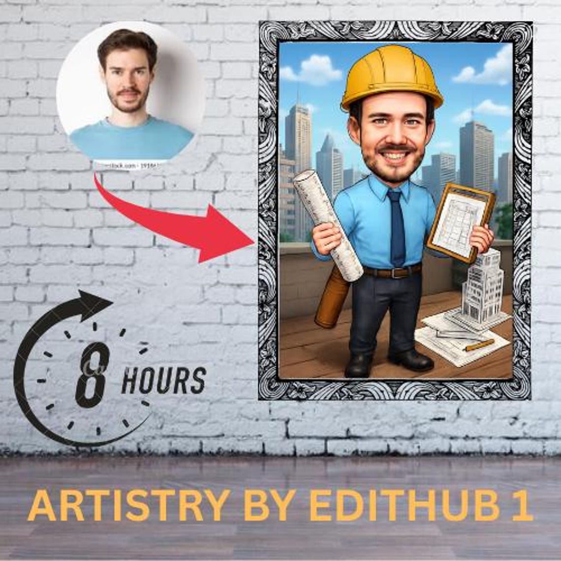 Architect Caricature Portrait: Custom Digital Cartoon Gift (digital ...