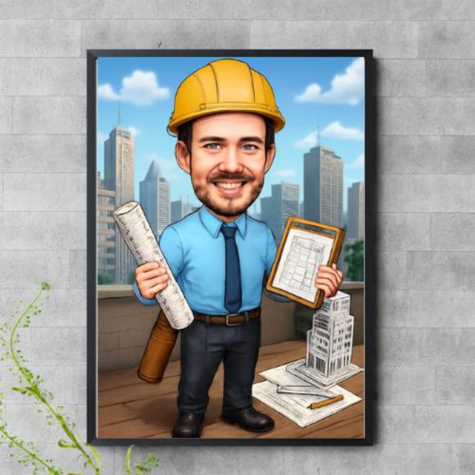 Architect Caricature Portrait: Custom Digital Cartoon Gift (digital ...
