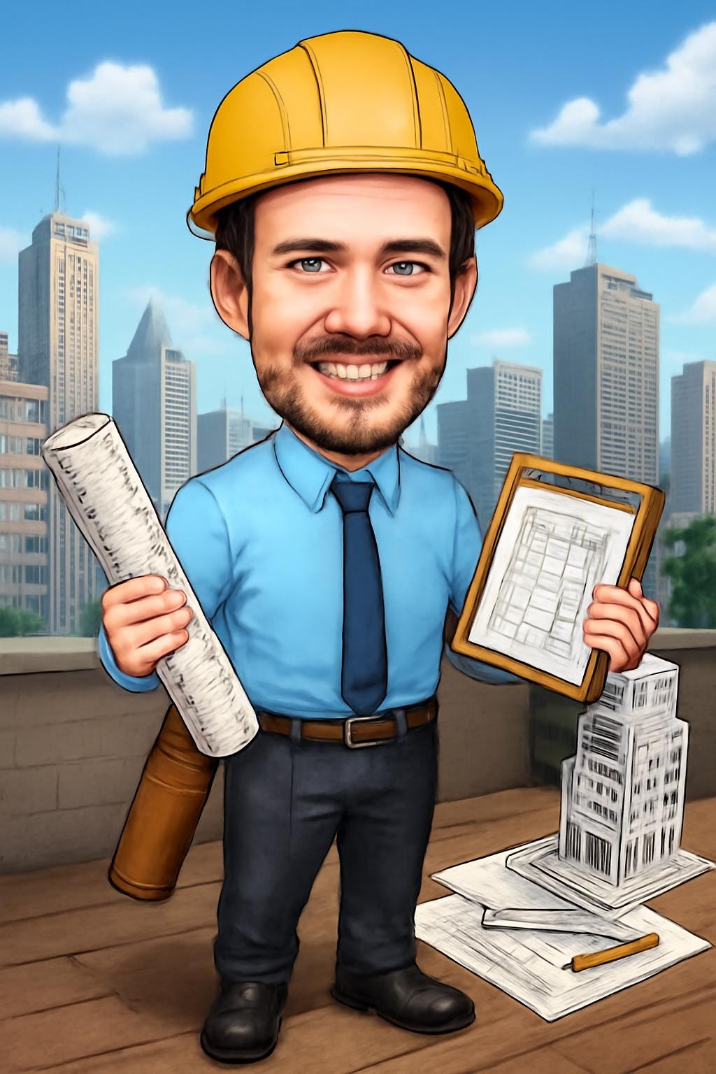 Architect Caricature Portrait: Custom Digital Cartoon Gift (digital ...