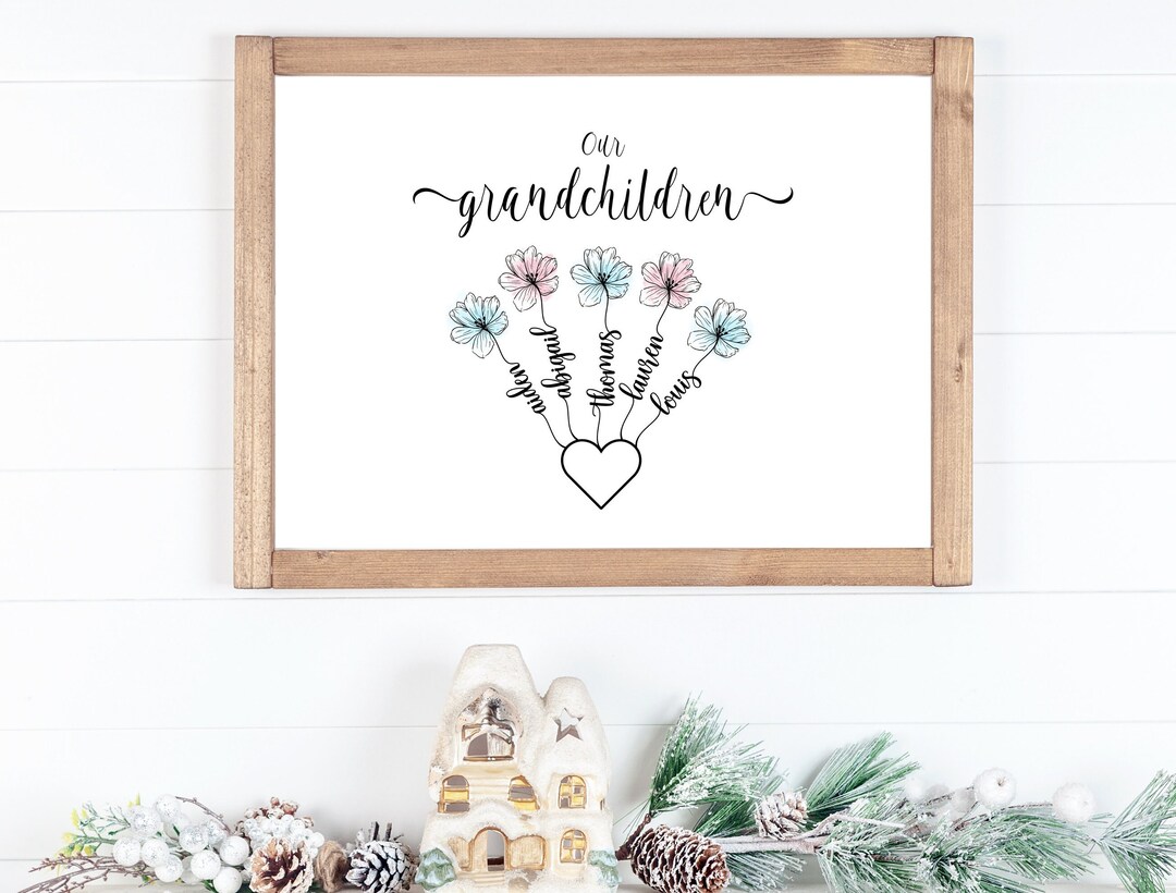Custom Family Print! A Personalised, Floral Grandchildren Sign That ...