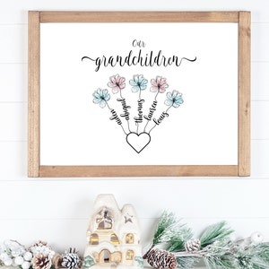Custom Family Print! A Personalised, Floral Grandchildren Sign That ...