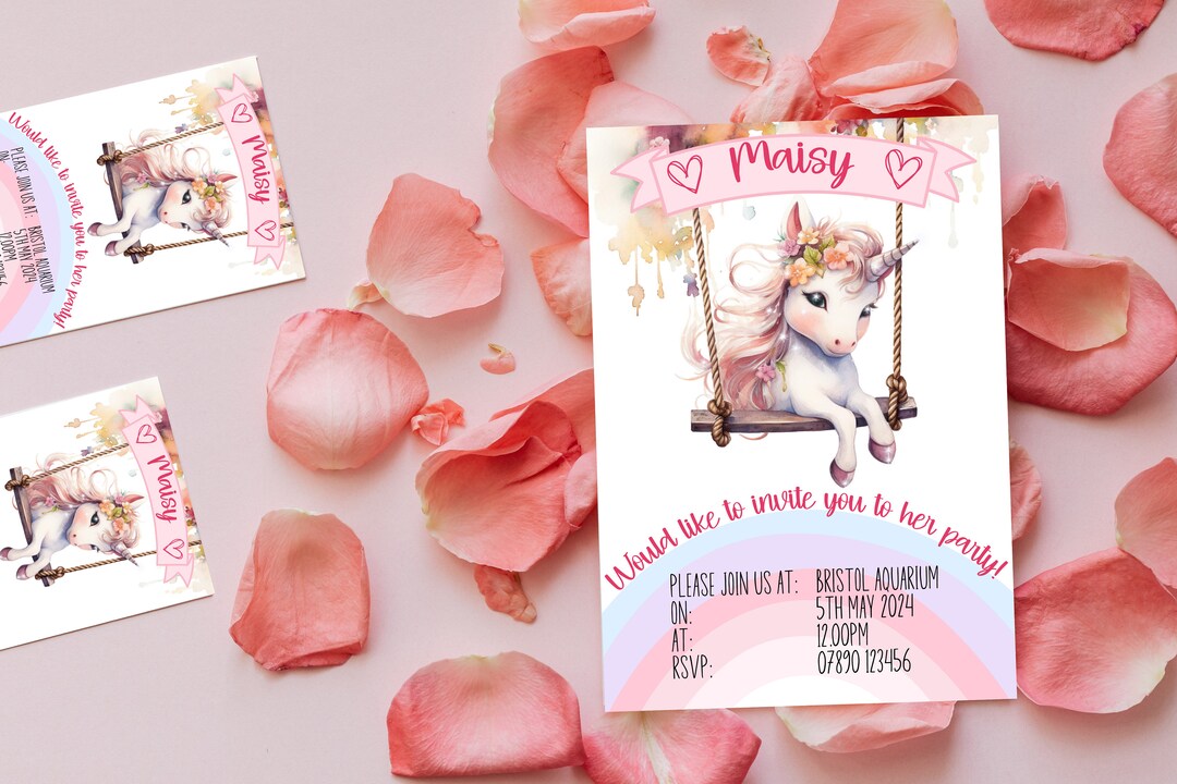 Birthday Invites! Printable, Personalised Unicorn Themed Party ...