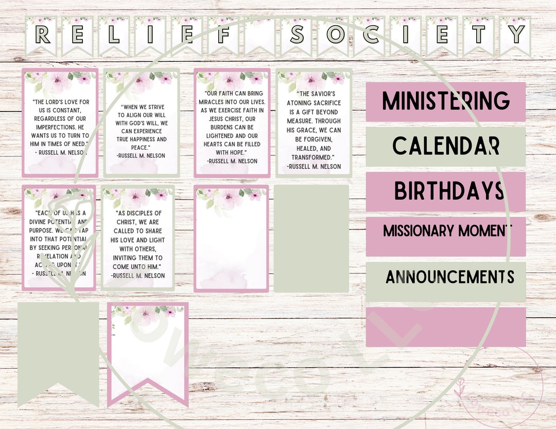 Relief Society Bulletin Board Packet - Etsy