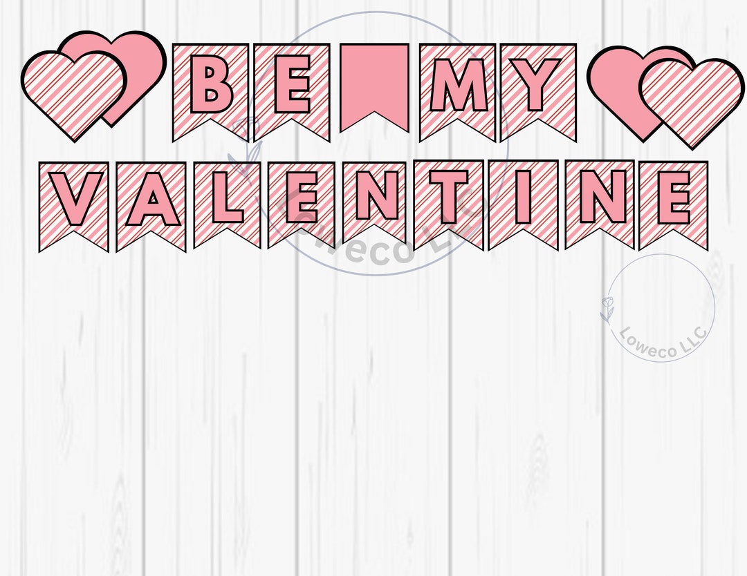 Be My Valentine Banner Bulletin Board Pink and White Stripes - Etsy