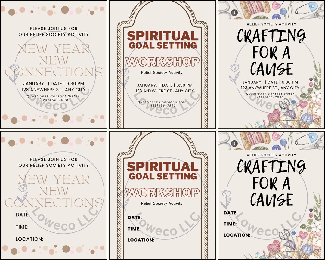 Activity Ideas for Relief Society Activities January Edition Includes 3 ...