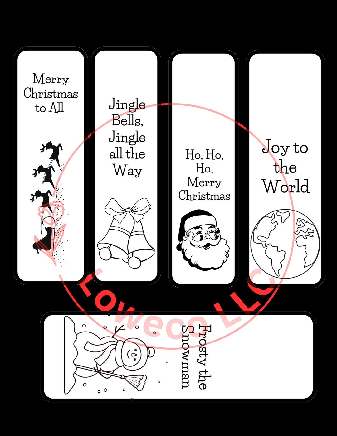 Christmas Bookmarks Printable Black and White - Etsy