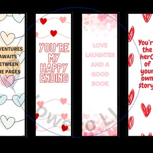 4 Valentine Bookmarks Printable - Etsy