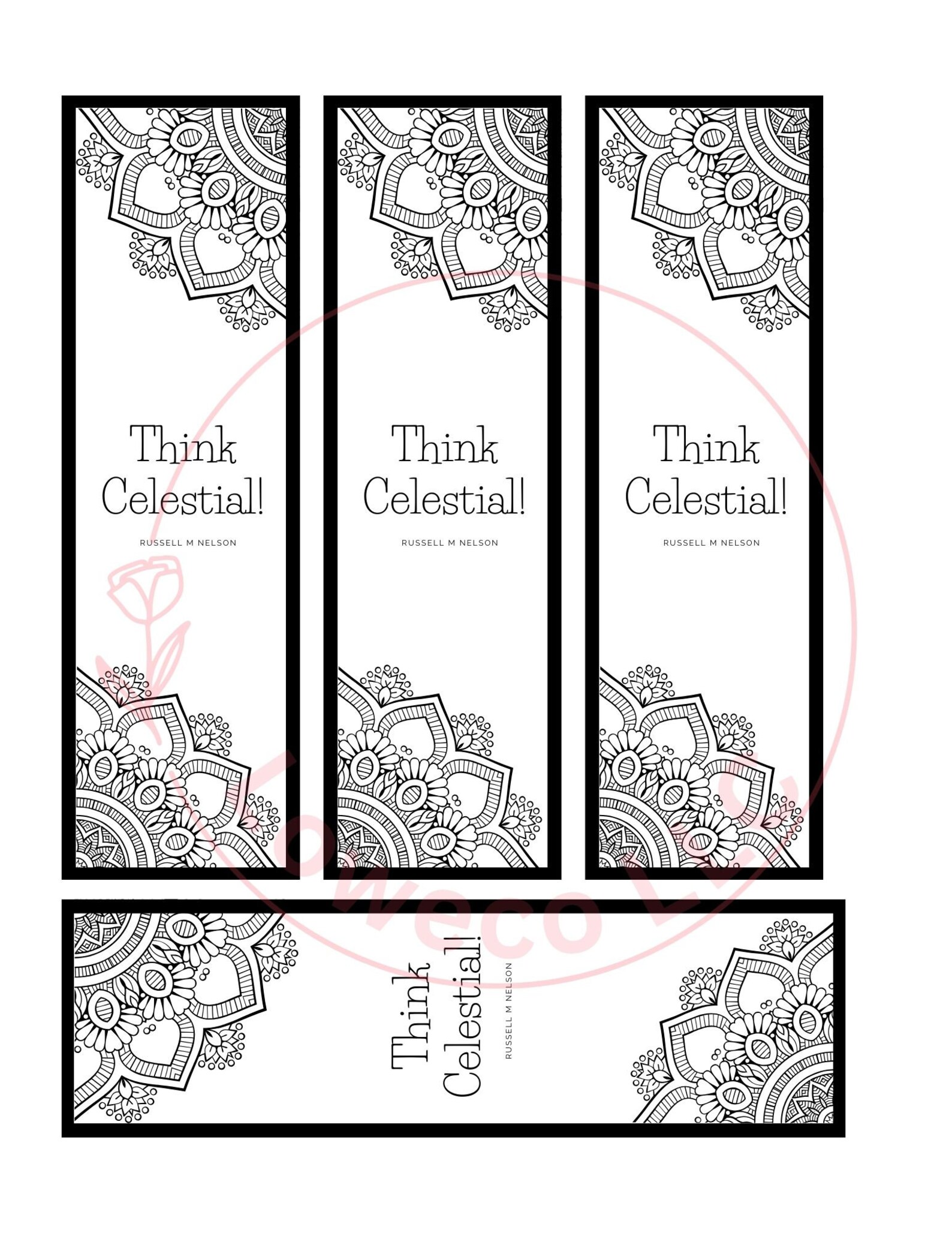Think Celestial Printable Coloring Bookmarks, Color Your Own Bookmark ...