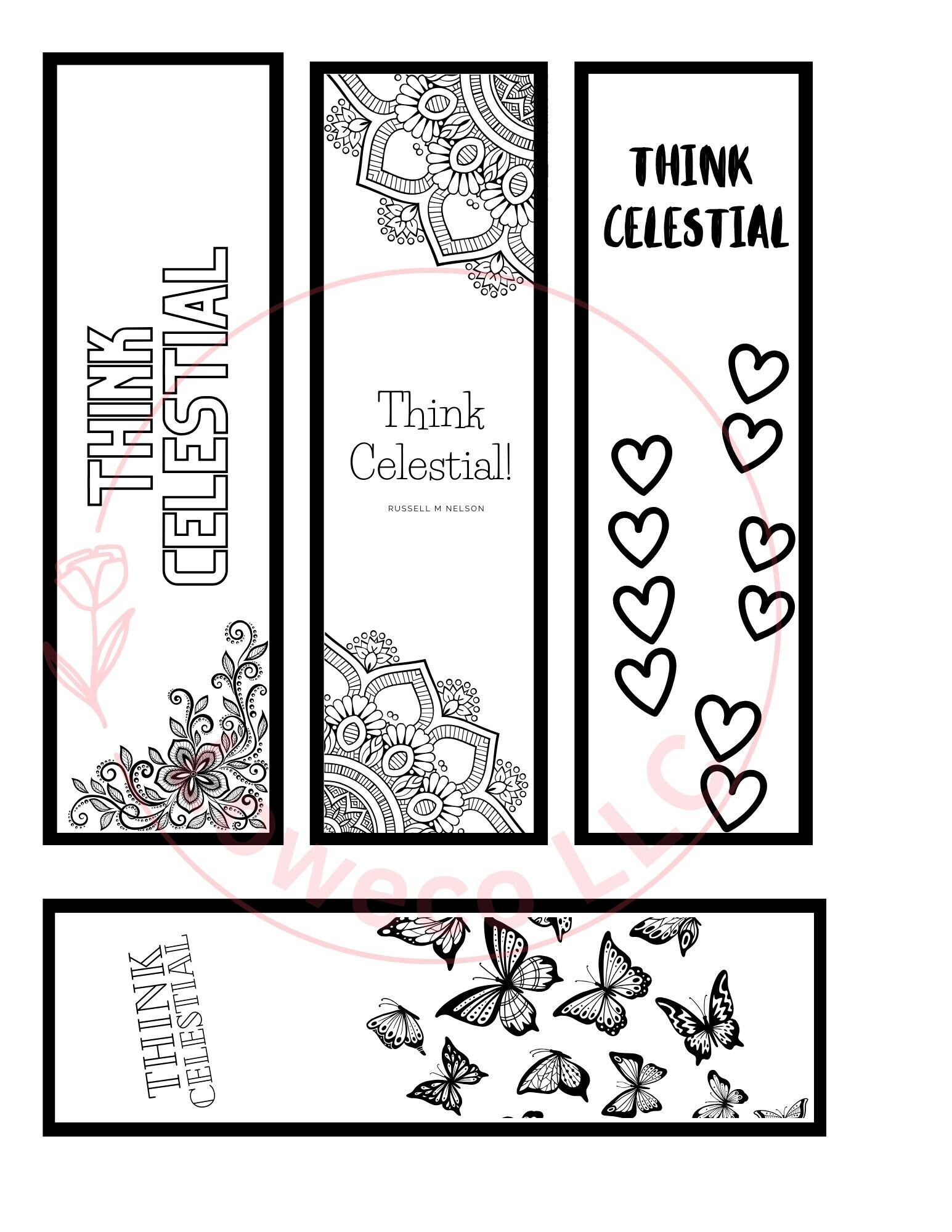 Think Celestial Printable Coloring Bookmarks, Color Your Own Bookmark ...