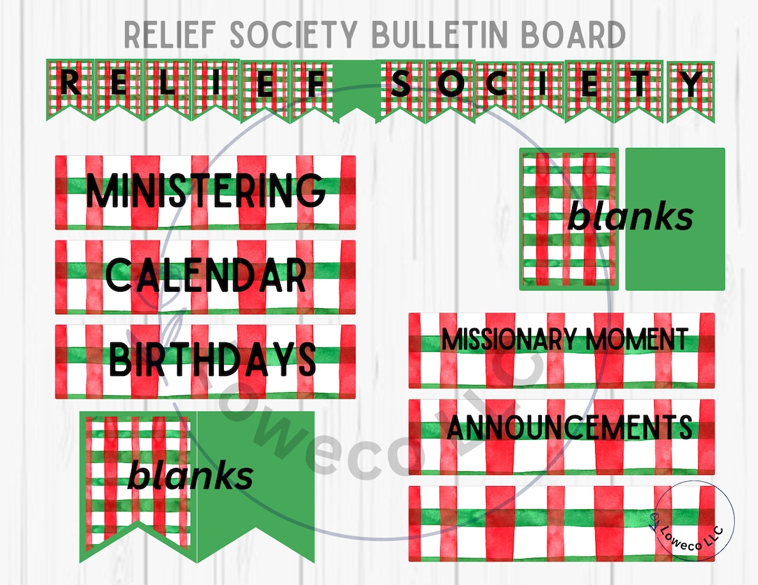 Relief Society Bulletin Board Christmas Red and Green Plaid - Etsy
