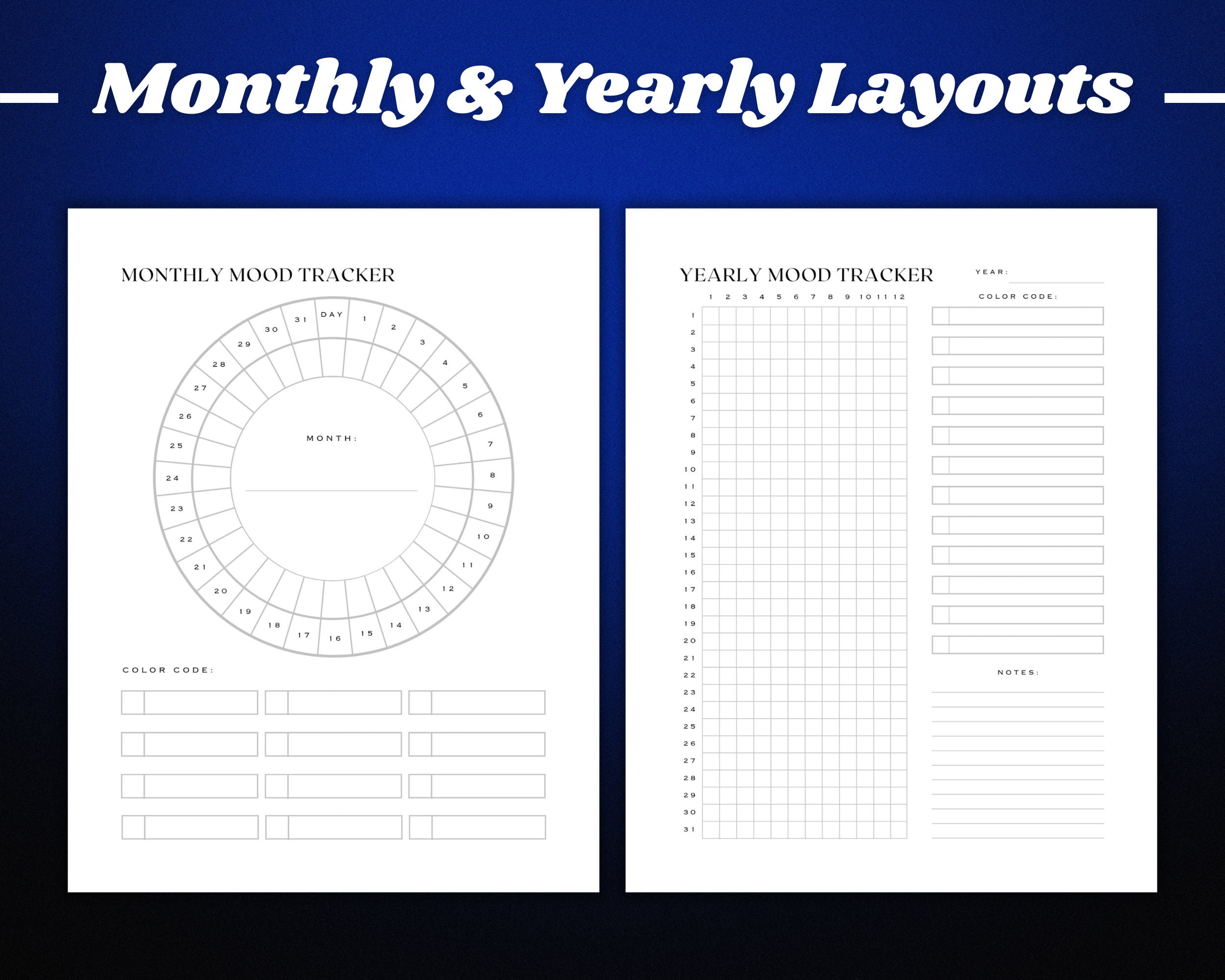 Mood Tracker Printable Kit Daily Mood Log Weekly Mood - Etsy