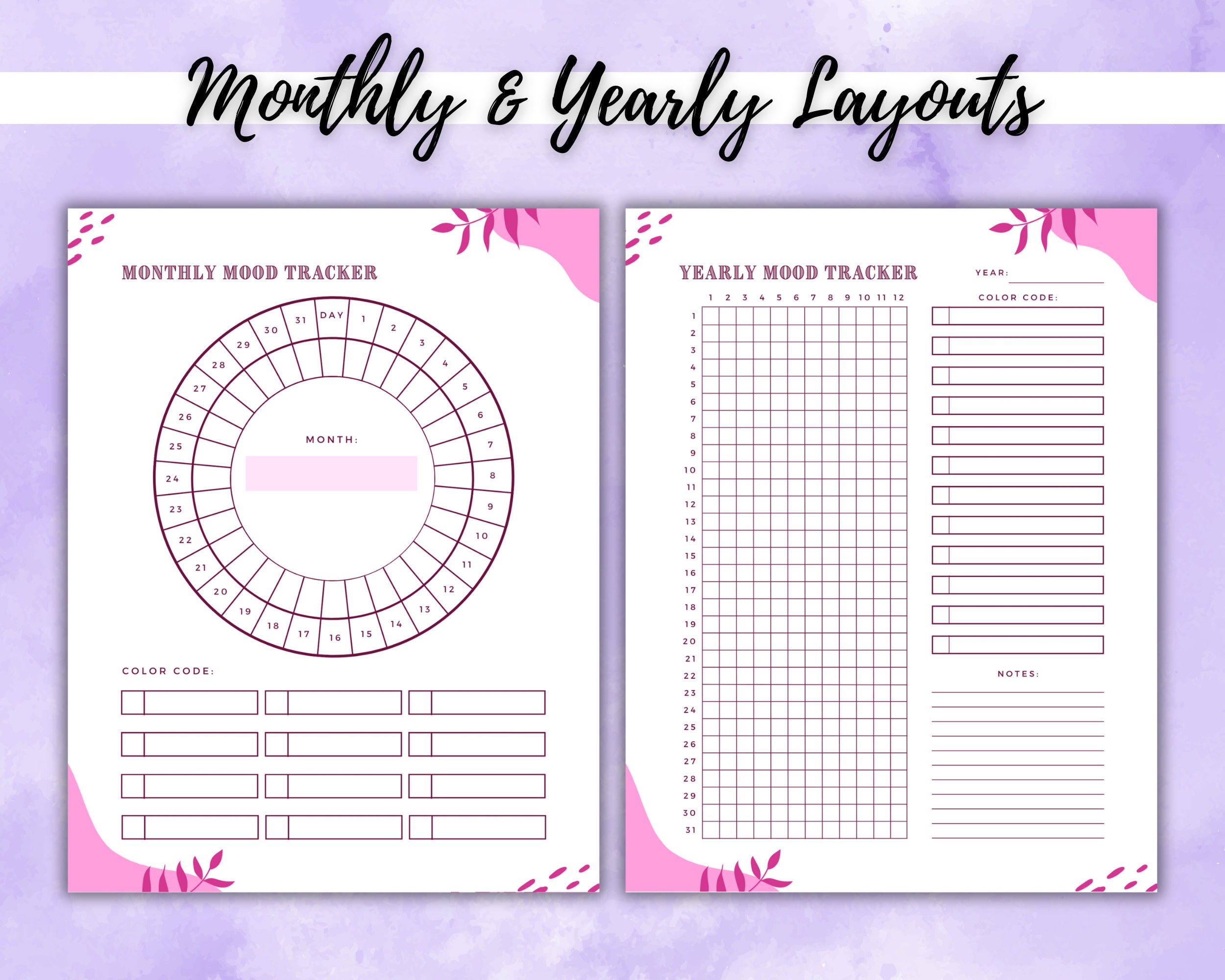 Mood Tracker Printable Kit, Daily Mood Log, Weekly Mood Journal ...