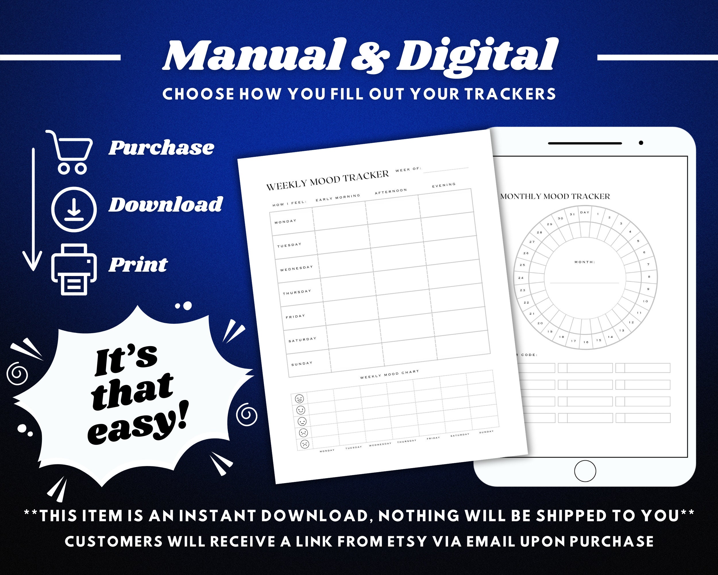 Mood Tracker Printable Kit Daily Mood Log Weekly Mood - Etsy