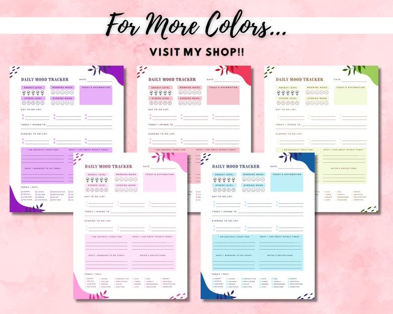 Mood Tracker Printable Kit Daily Mood Log Weekly Mood - Etsy