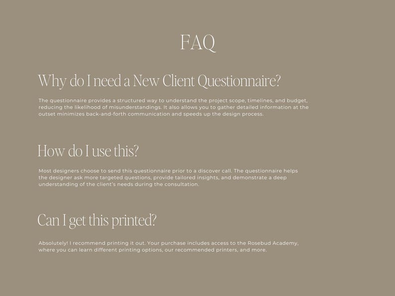 Interior Designer Client Questionnaire: Residential Project Onboarding ...