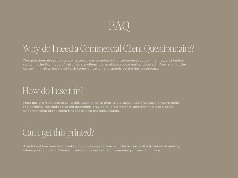 Editable Commercial Client Questionnaire for Interior Designers Project ...