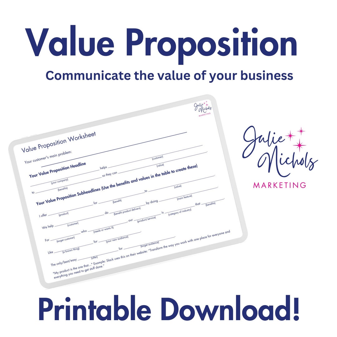 Instant Download: 6-page Value Proposition Workbook Elevate Your Brand ...