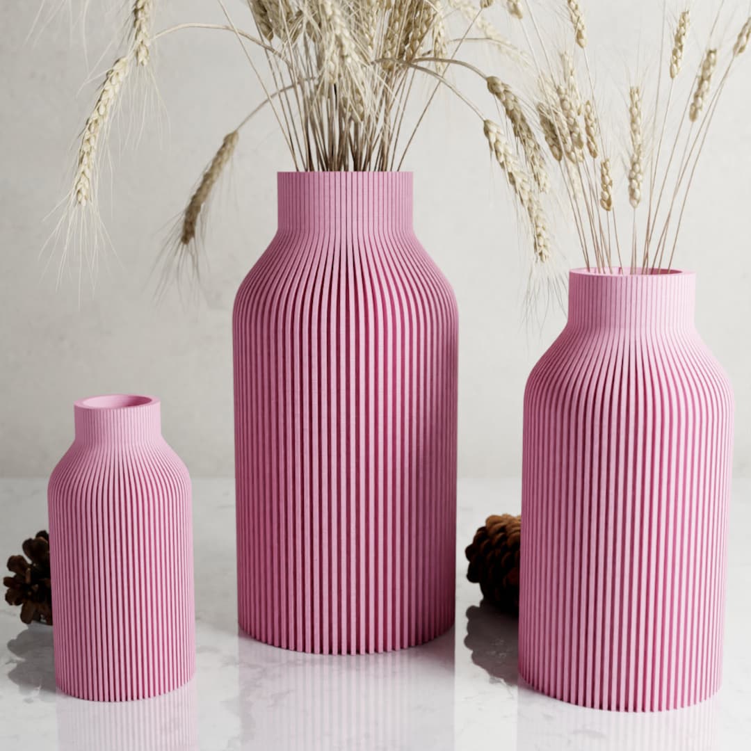 Pink Vase "bottle" - Sleek Design - Original and Striking Decor ...