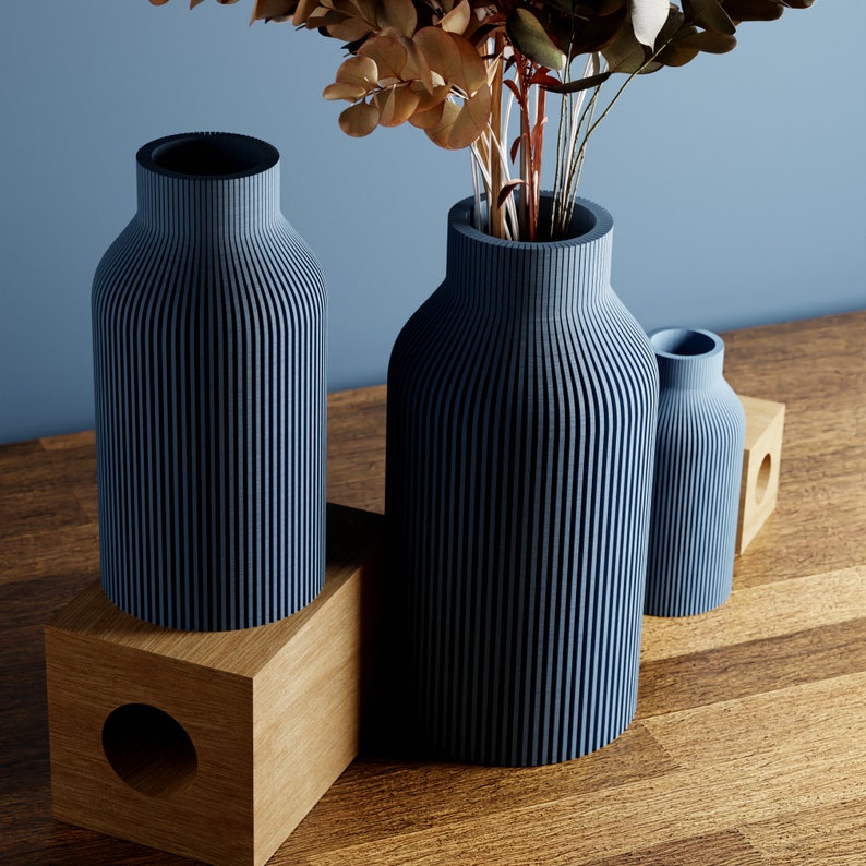 Matte BLUE Vase bottle Sleek Design Original and Striking Decor Perfect ...