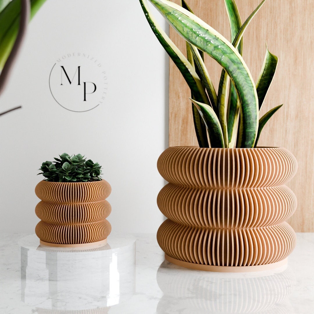 Wood BUBBLES Planter, 9 Color Options, Unique 3D Printed Plant Pot With ...