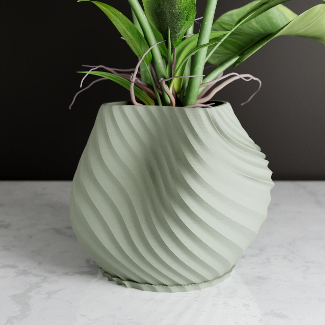 Wavy Sea Plant Pot Unique, 3D Printed Planter, Planter With Drainage ...