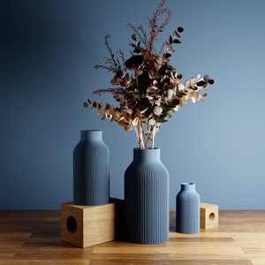 Matte BLUE Vase "bottle" - Sleek Design - Original and Striking Decor ...
