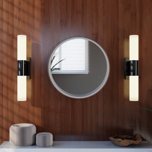 Modern "bubbles" Round Mirror - Organic Minimalist Wall Decor, Oak ...