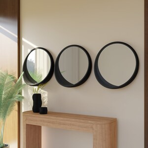Modern "bubbles" Round Mirror - Organic Minimalist Wall Decor, Oak ...