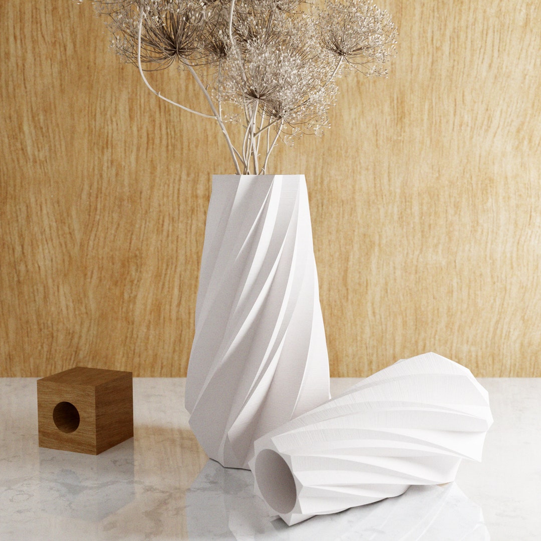 Pure White 3D Printed Vase "timber" - Made With Sustainable Bioplastics ...