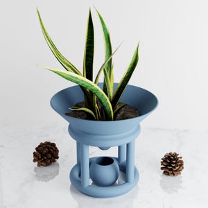 The FUNNEL Planter With Stand and Water Catch for Indoor House Plants ...