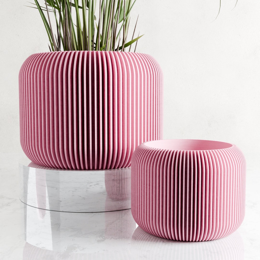 Indoor Pink Planter Pot, 3D Printed Planter, Home-decor Planter With ...