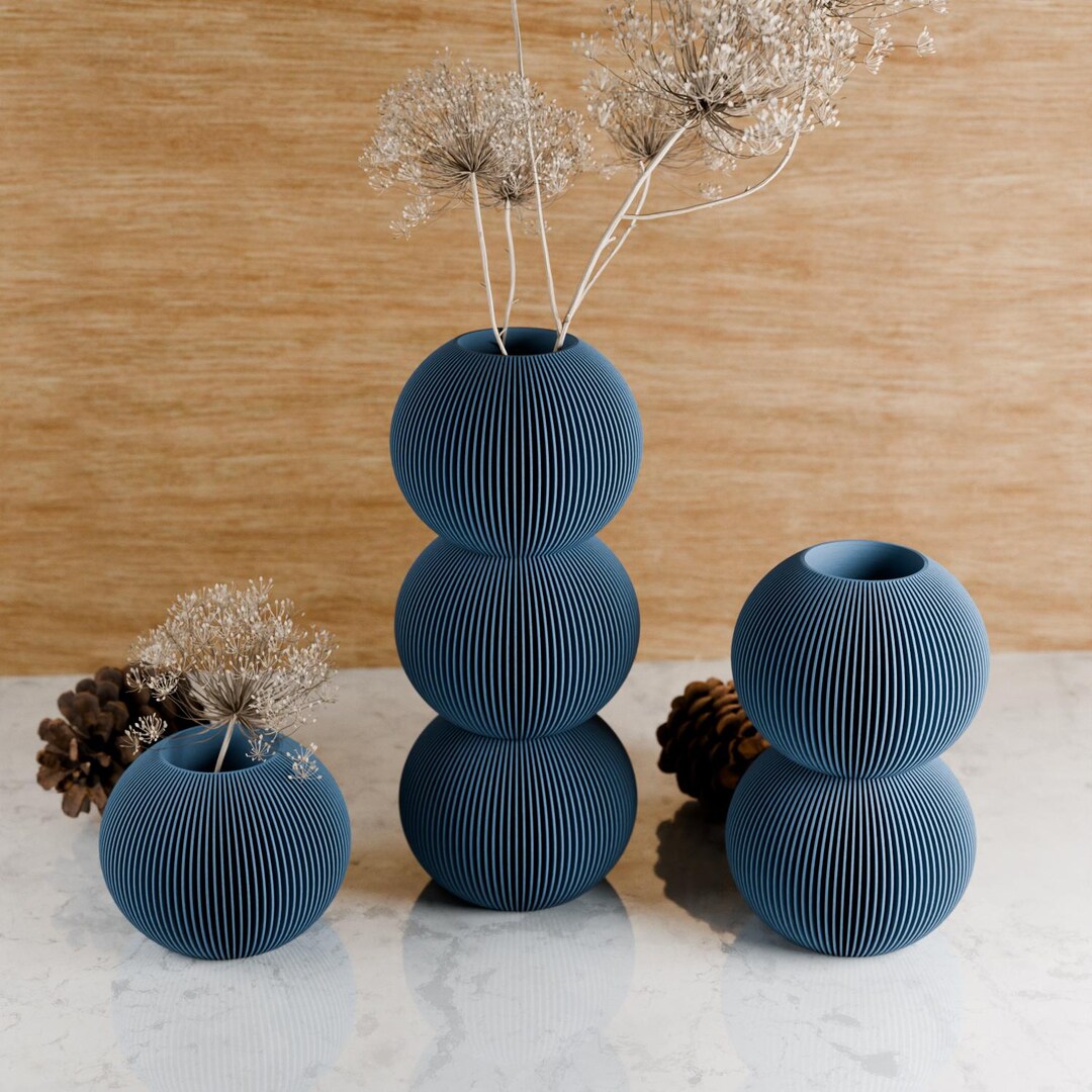 Muted BLUE "bubble" Vase - Modern and Minimalist Design - Waterproof 3D ...