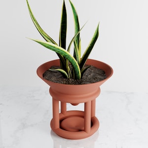 The FUNNEL Planter With Stand and Water Catch for Indoor House Plants ...