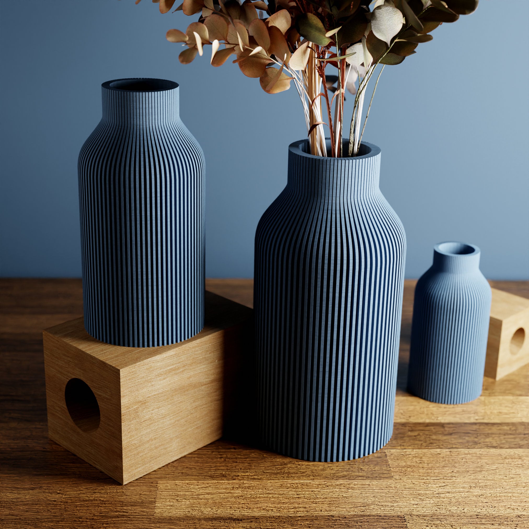 Matte BLUE Vase bottle Sleek Design Original and Striking Decor Perfect ...