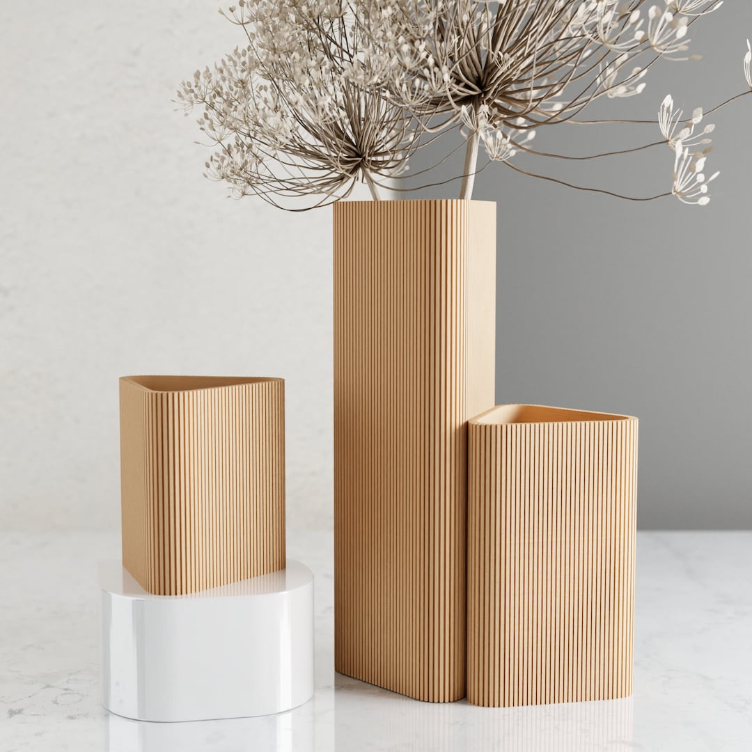 Unique Textured Vase "triangle" Modern & Minimalist 3D Printed Vase for ...