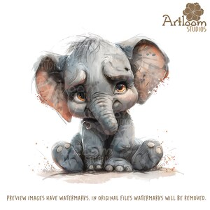 10 Grumpy Elephant Clip Art Printable Watercolor Grumpy Elephant JPG ...