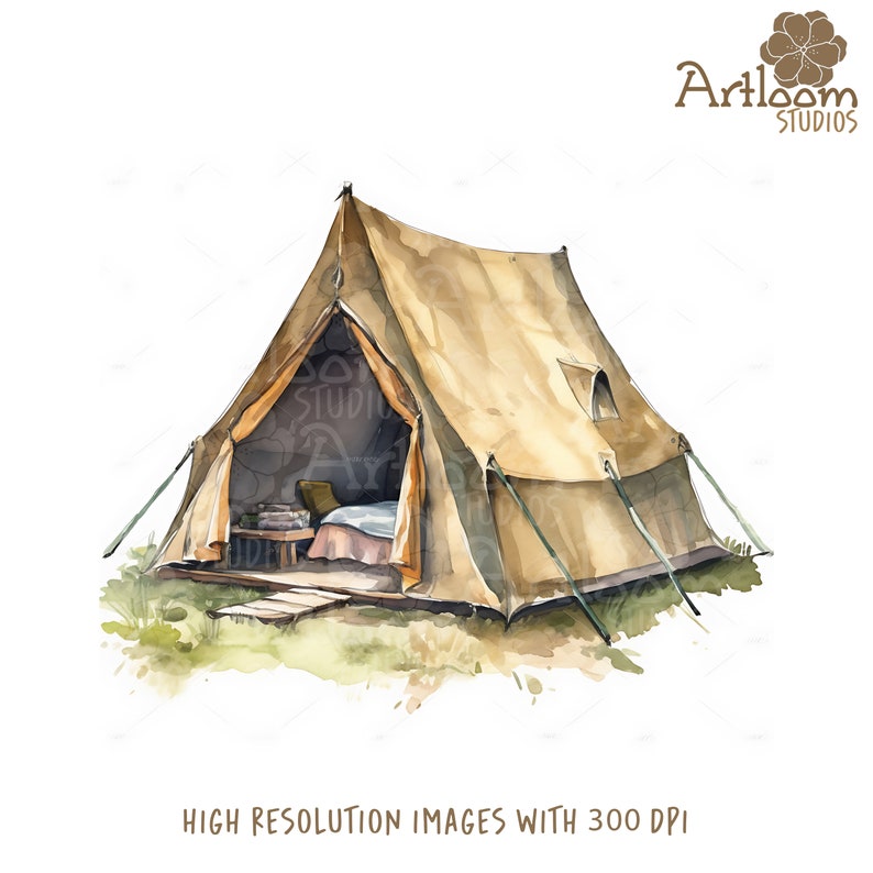 10 Watercolor Camping Tent Clip Art Printable Camping Tent Images High ...
