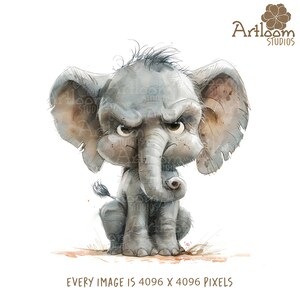 10 Grumpy Elephant Clip Art Printable Watercolor Grumpy Elephant JPG ...