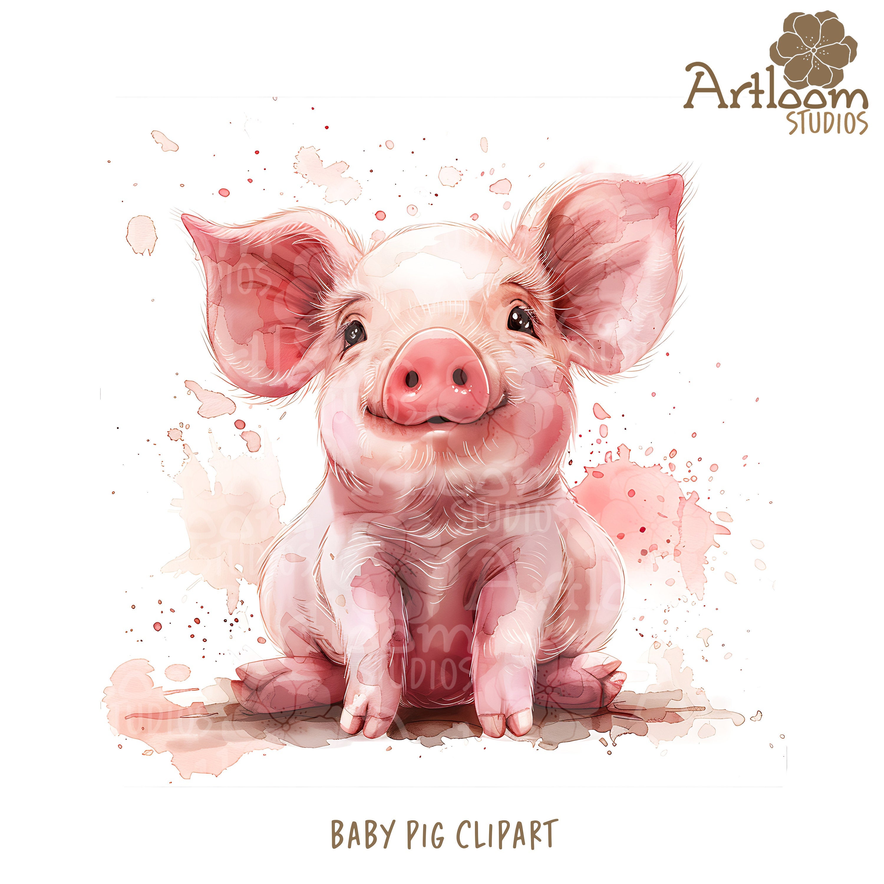 10 Baby Pig Clip Art Printable Watercolor Baby Pig Images High-quality ...
