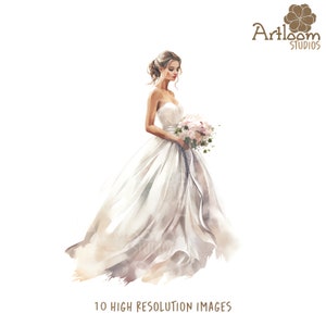 10 Beautiful Bride Clip Art Printable Watercolor Bride Images High ...