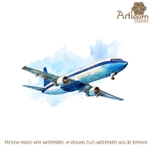 10 Watercolor Airplane Clip Art Printable Airplane Jpgs High-quality ...