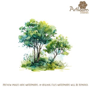 10 Forest Tree Clip Art Printable Watercolor Forest Tree Jpgs High ...