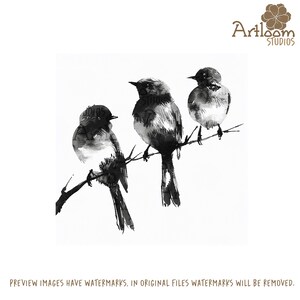 11 Sumi Ink Birds Clip Art Printable Watercolor Sumi Ink Birds Images ...