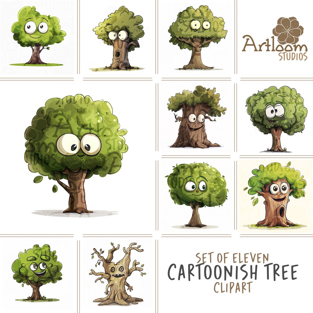 11 Cartoonish Tree Clip Art Printable Watercolor Tree Images High ...