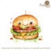 Buy 10 Cartoon Hamburger Clip Art printable Watercolor Hamburger Images ...
